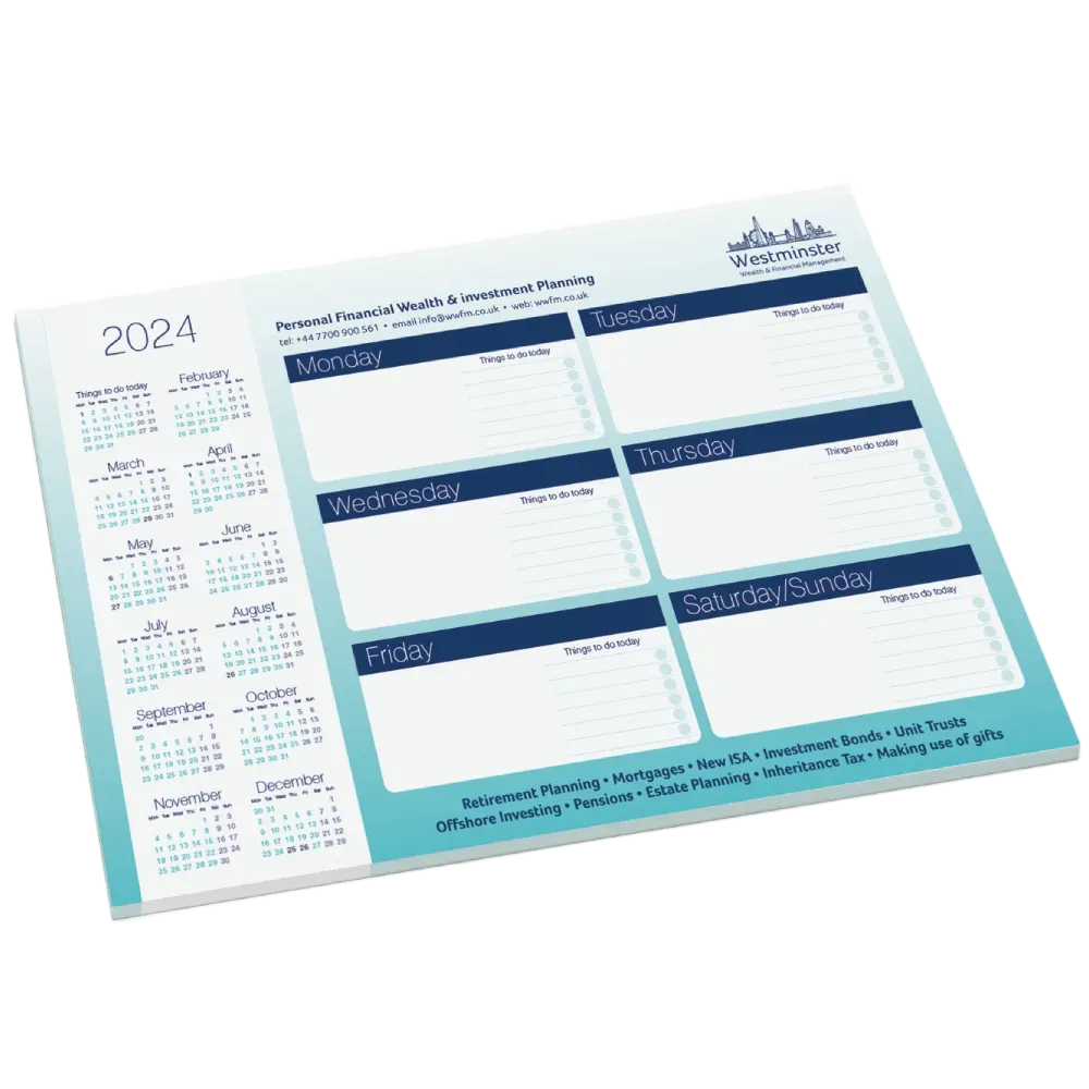 Custom Branded A2 Calendar Desk Pads | Total Merchandise