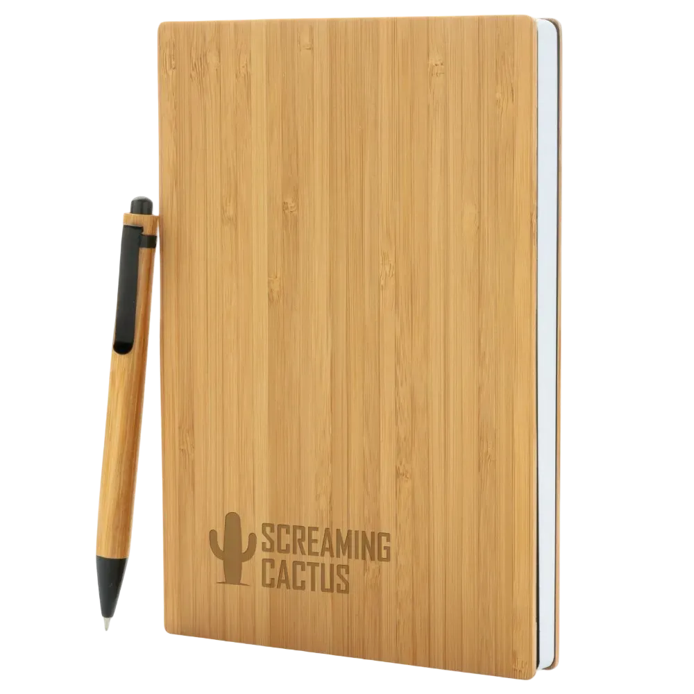 Branded Bamboo Notebook & Pen Set | Total Merchandise