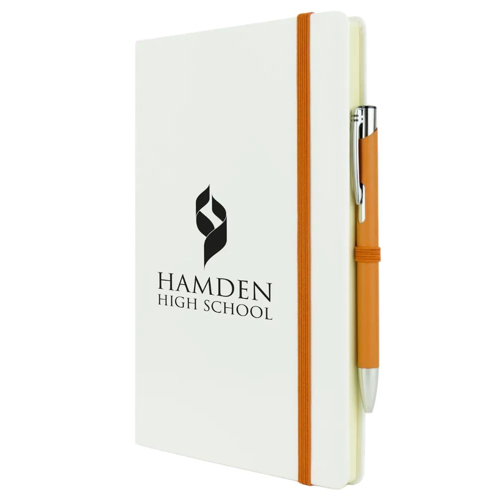 White A5 Soft Touch Notebook and Pen | Total Merchandise