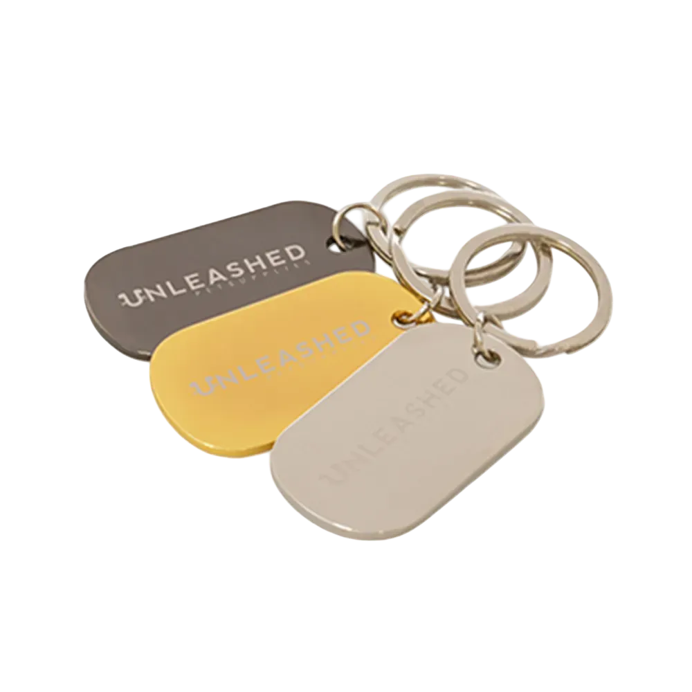 Branded Metal Dog Tag Style Keyring | Total Merchandise