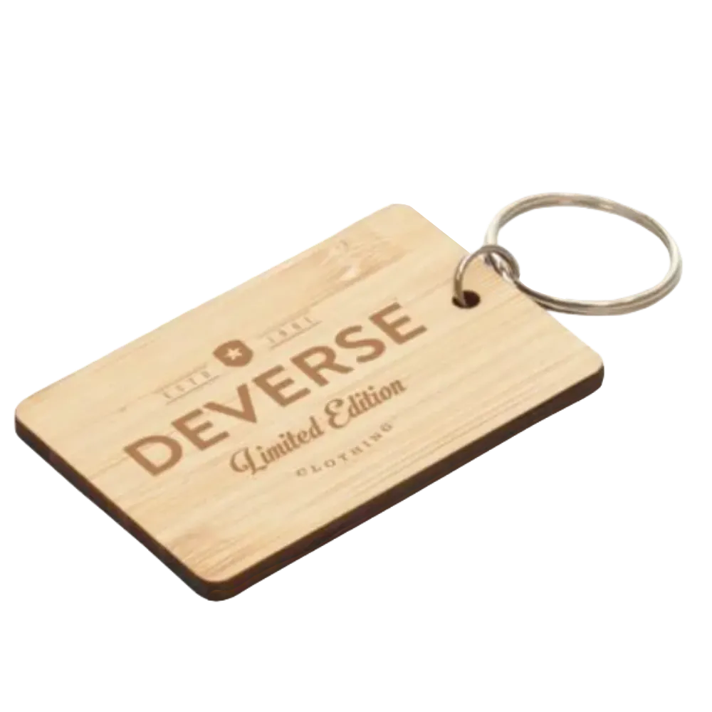 Logo Printed Rectangular Bamboo Keyring | Total Merchandise
