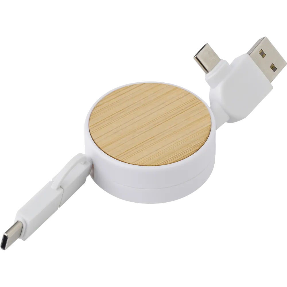 Bamboo Extendable Charging Cable | Promotional Charging Cable