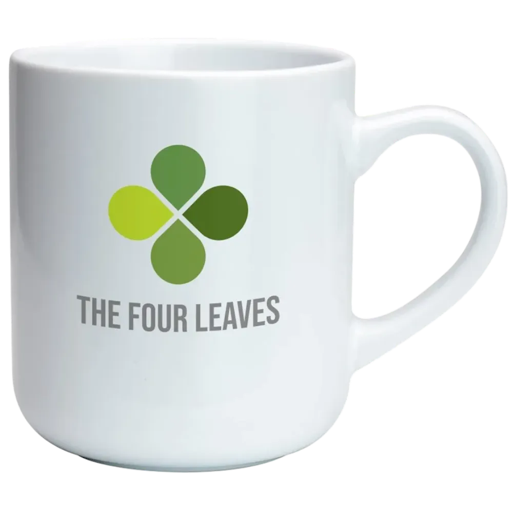 Promotional Printed White Clover Mugs | Logo Mugs