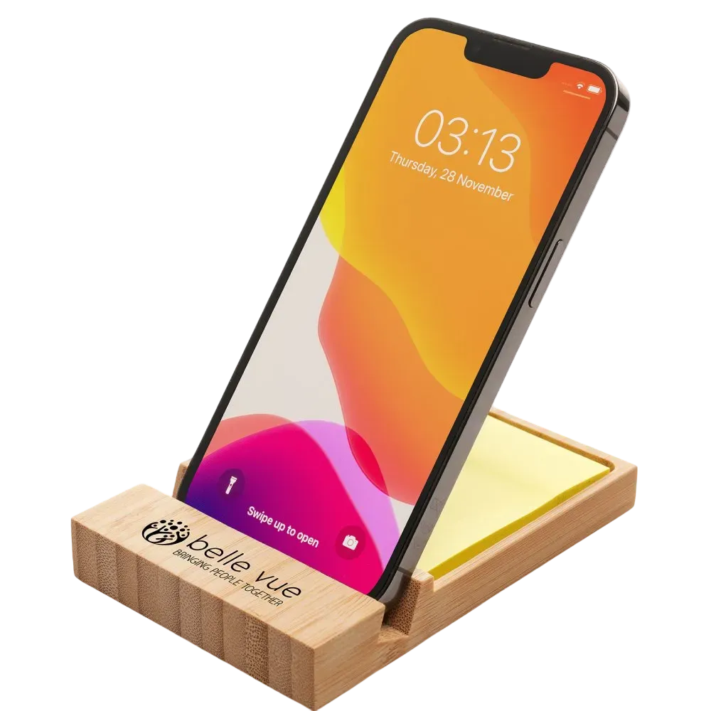 Custom Branded Bamboo 2-in-1 Phone Stand | Total Merchandise