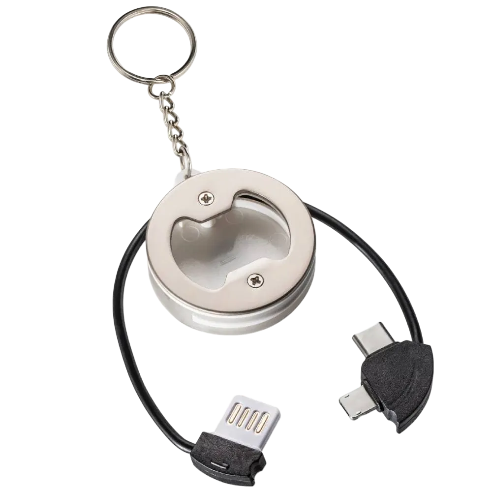 3-in-1 Charging Cable Keyring with Bottle Opener | Total Merchandise