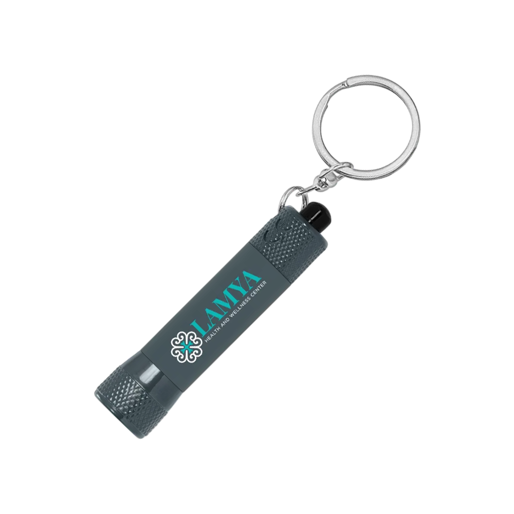 Soft Touch Monochrome Metallic Torch Keyring | Total Merchandise