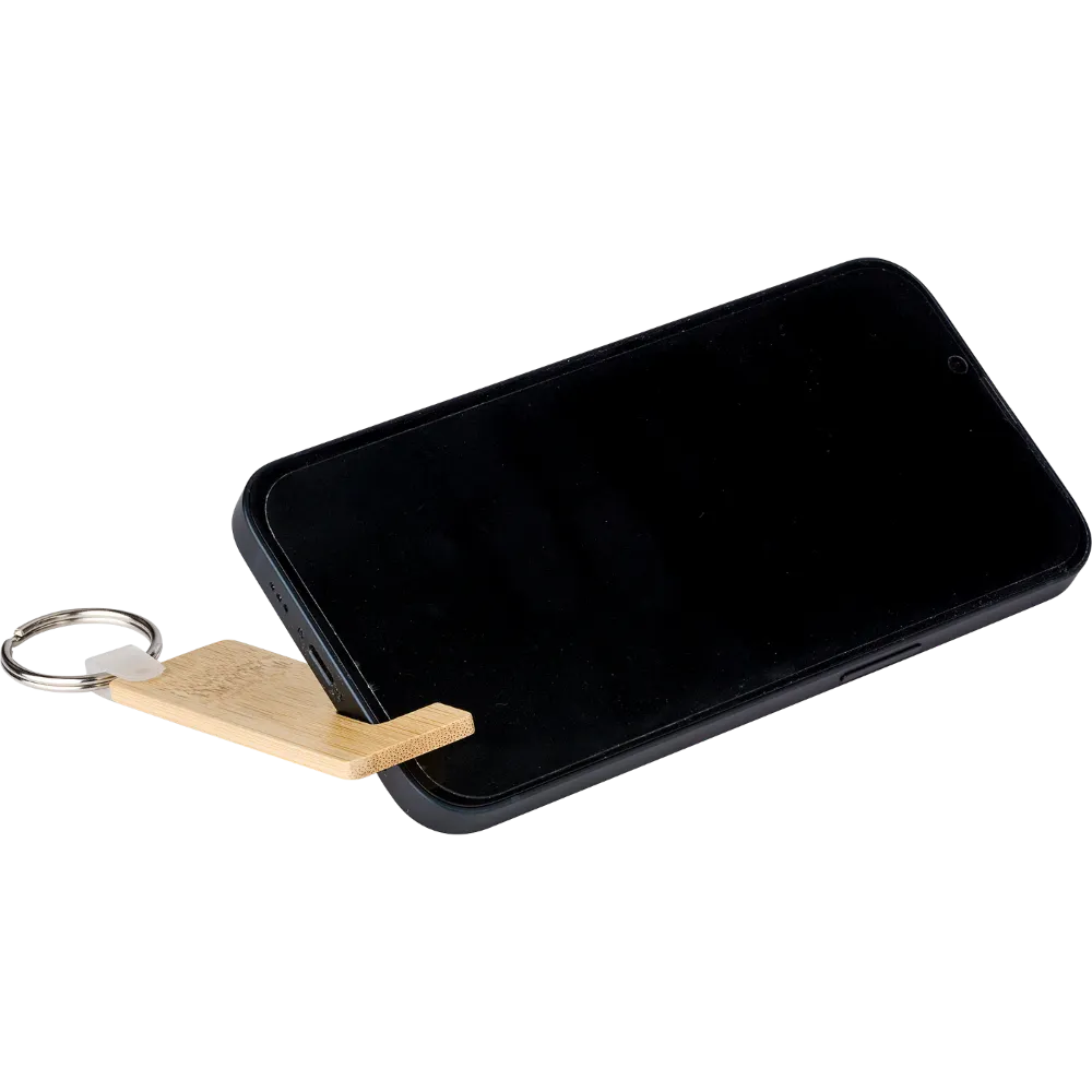 Logo Branded Bamboo Keyring & Phone Holder | Total Merchandise