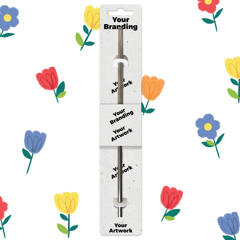 Stainless Steel Straw with Plantable Seed Backing Card | Total Merchandise