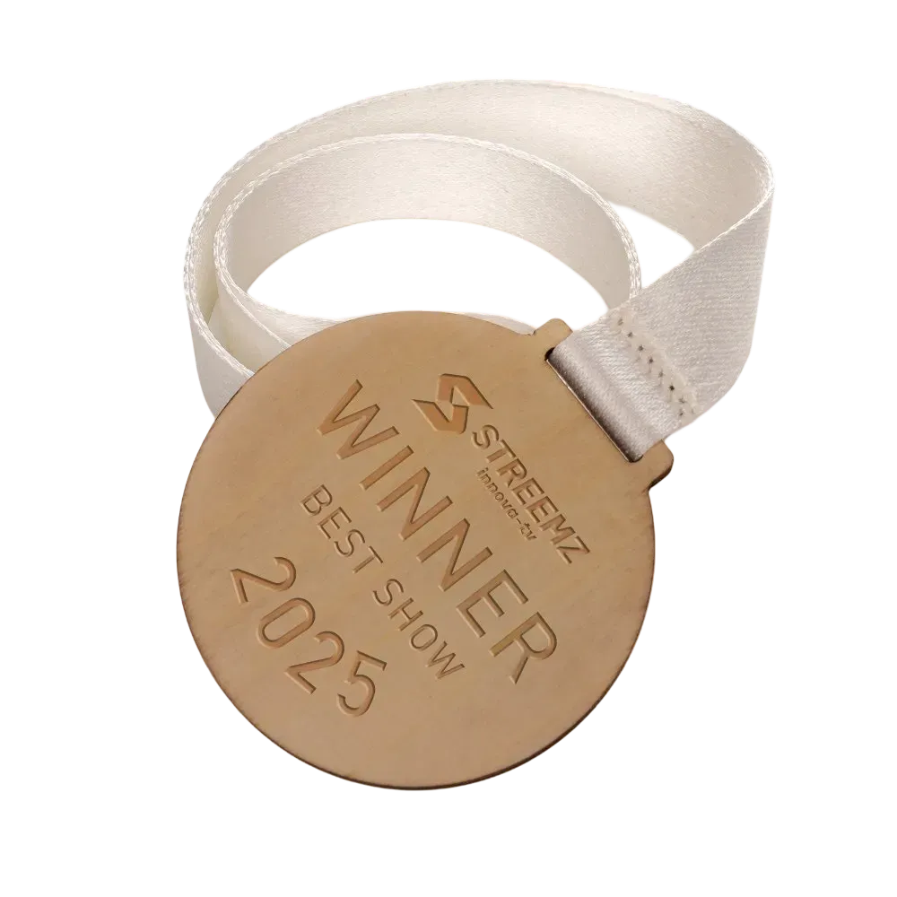 rPET Lanyard with Circular Wooden Medal | Total Merchandise