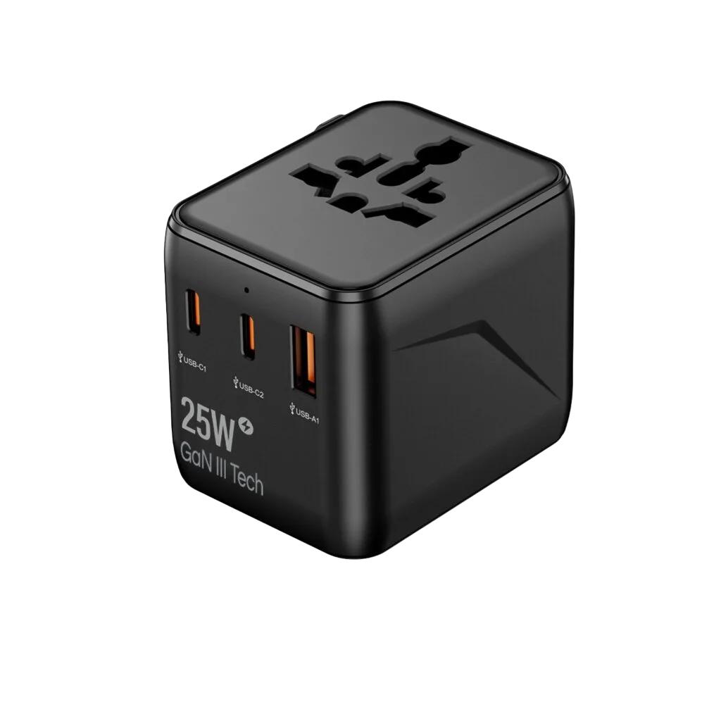 Logo Printed GAN 25W Universal Travel Adapter | Total Merchandise