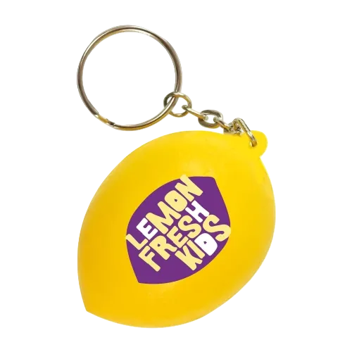 Logo Branded Stress Lemon Keyrings | Total Merchandise