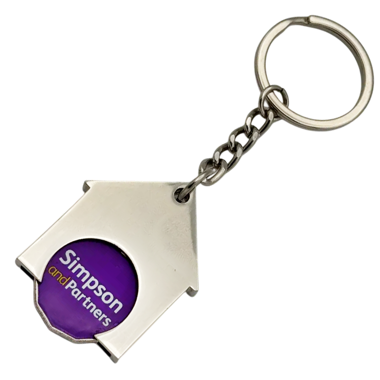Branded House Printed Trolley Coin Keyring | Total Merchandise