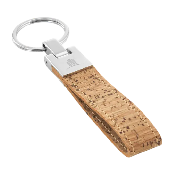 Logo Printed Cork & Metal Strap Keyring | Total Merchandise