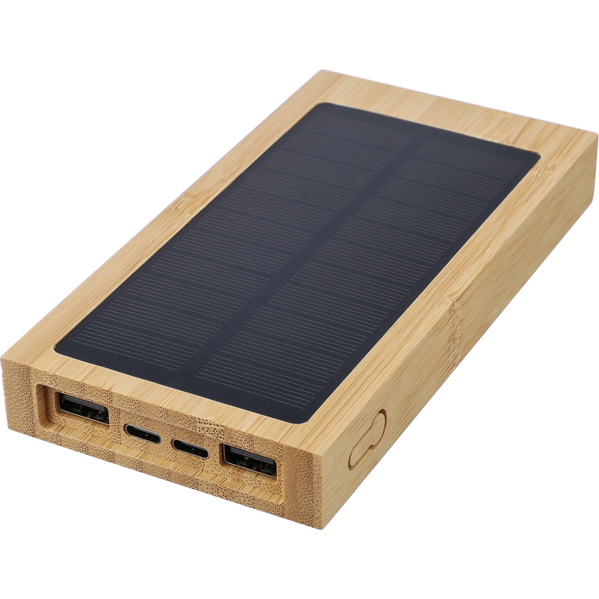 Logo Printed Bamboo Solar Power Bank | Custom Power Bank